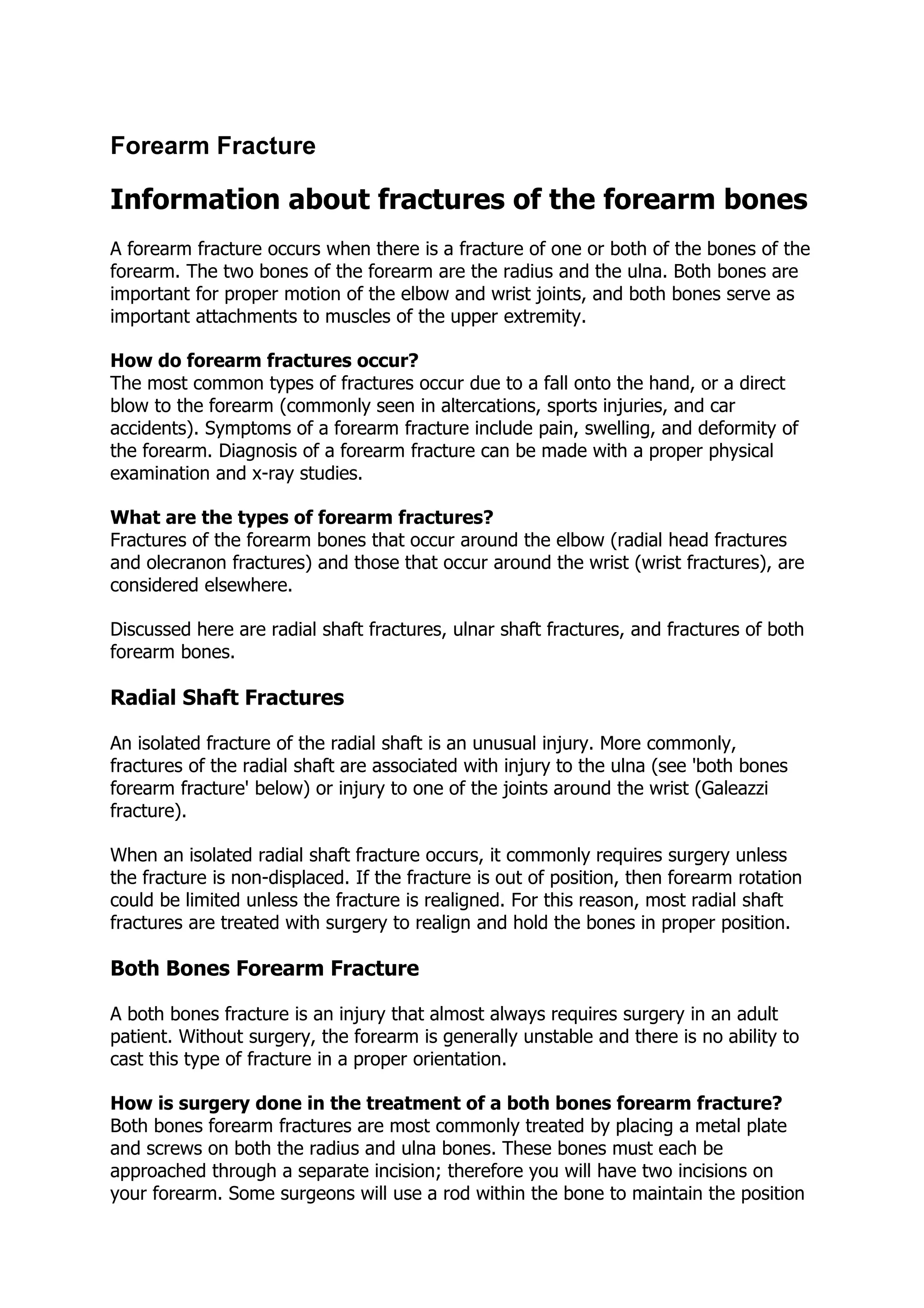 Forearm Fracture | DOC