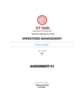 Forecasting, Assignment | PDF