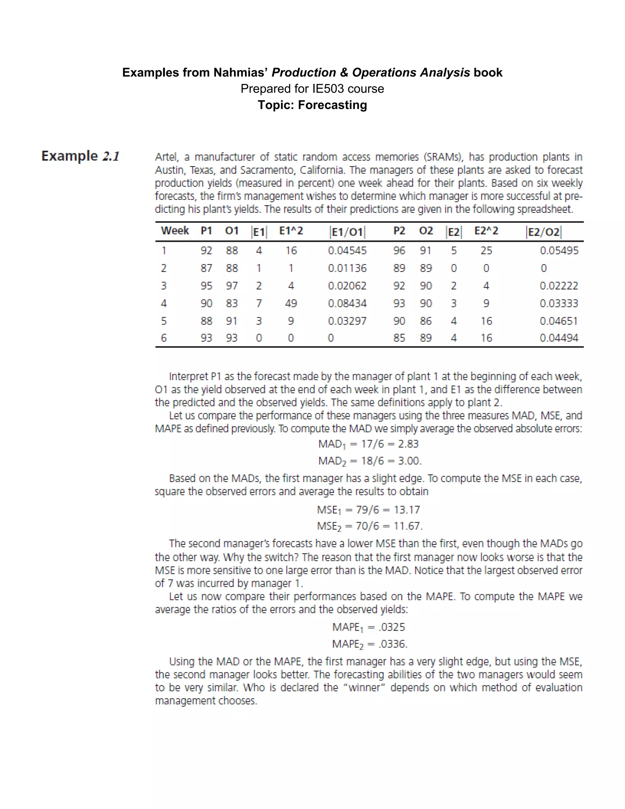 Forecasting book examples | PDF