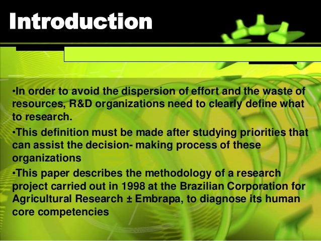 Forecasting core competencies in an r&d environment | PPT
