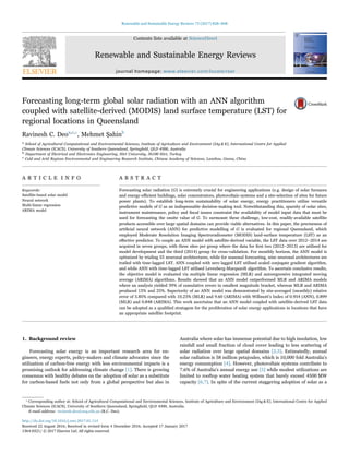 Forecasting long term global solar radiation with an ann algorithm | PDF