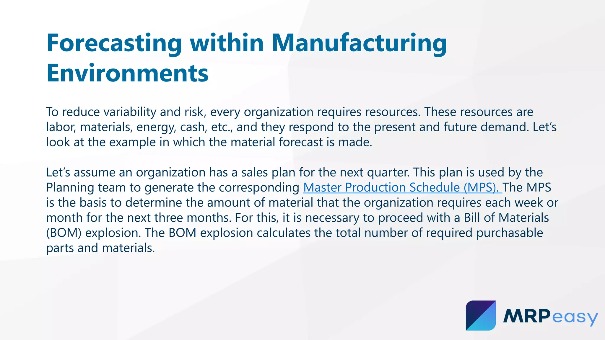 Forecasting practice in manufacturing business | PDF