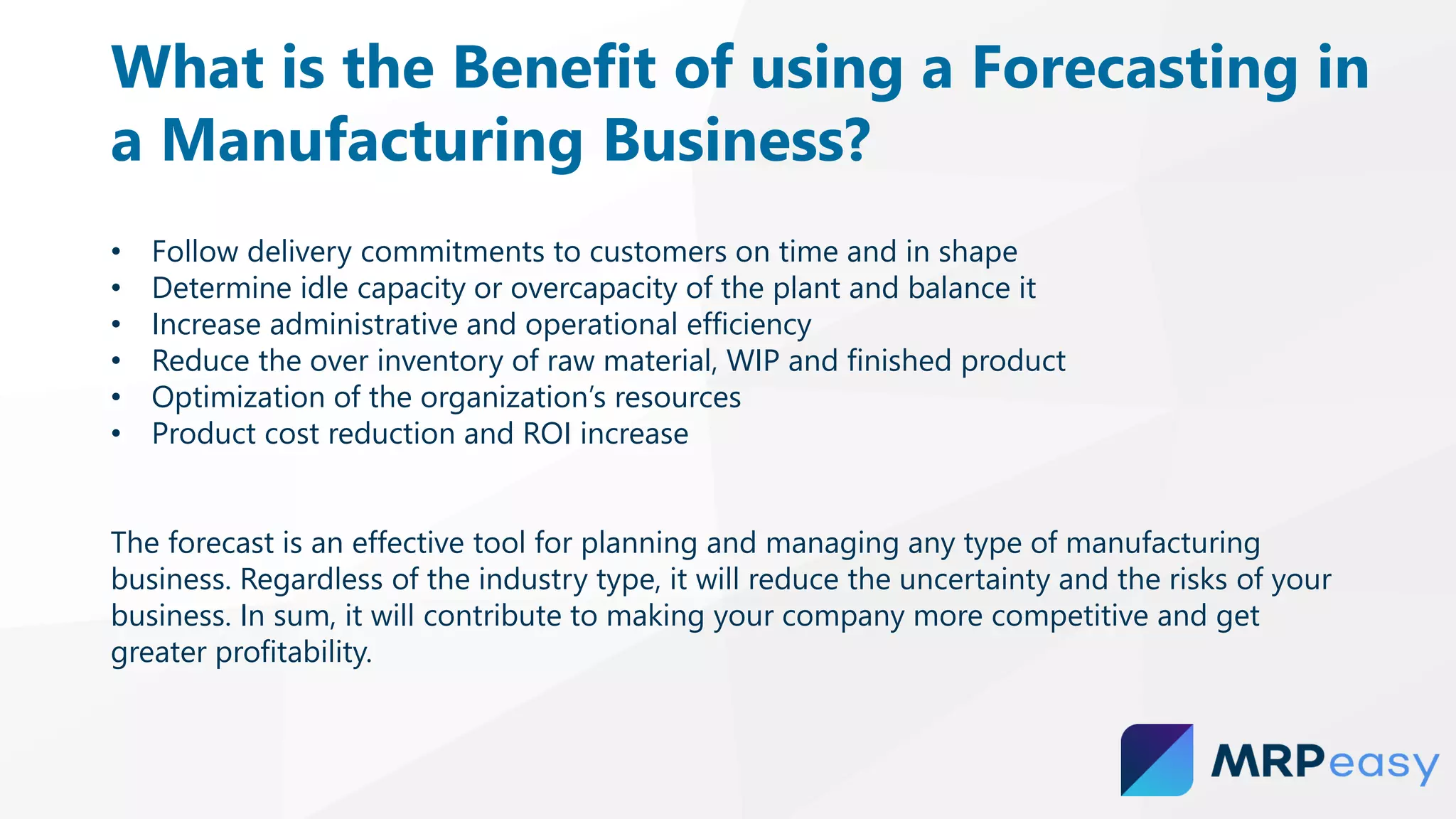 Forecasting practice in manufacturing business | PDF