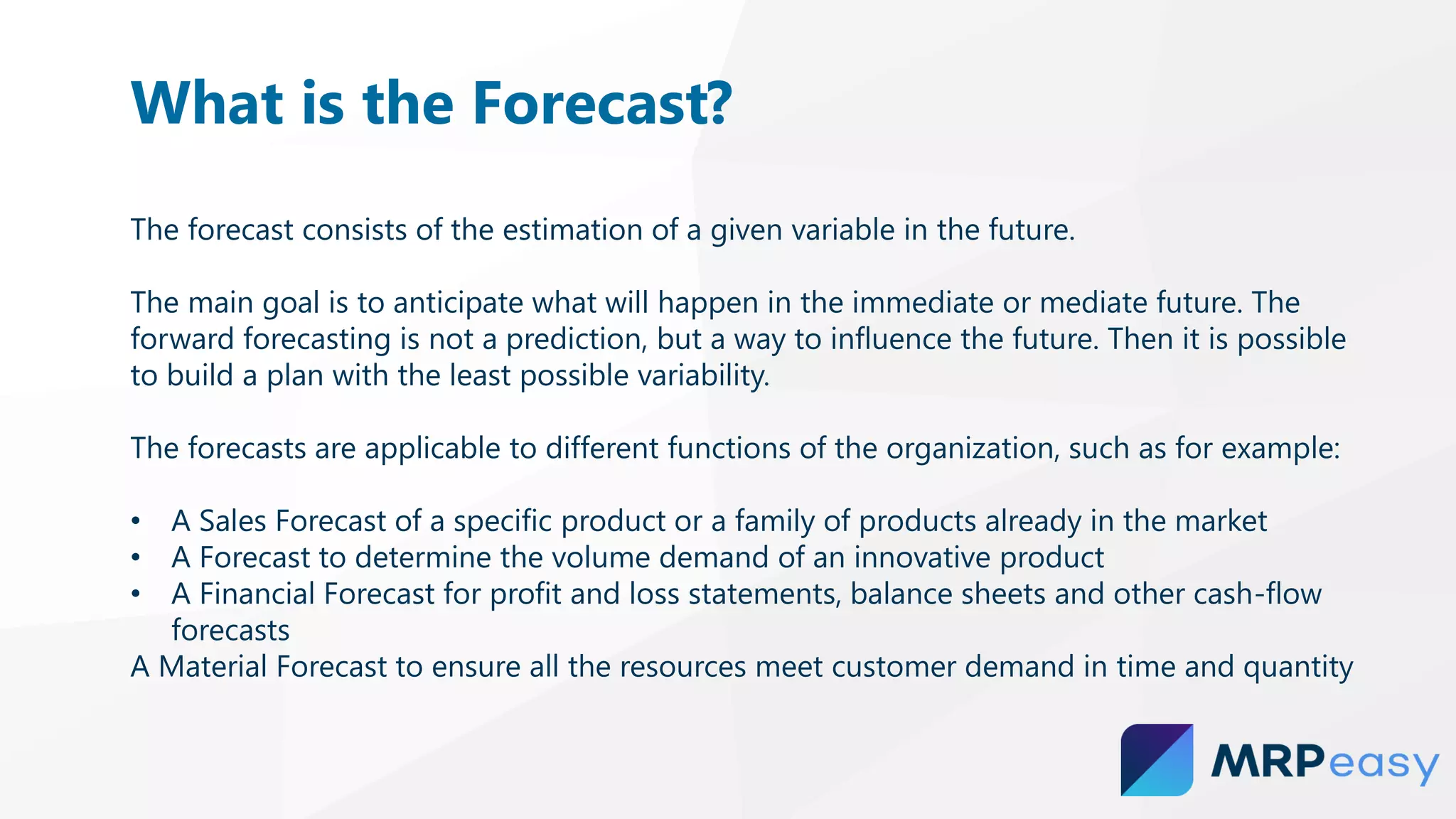 Forecasting practice in manufacturing business | PDF