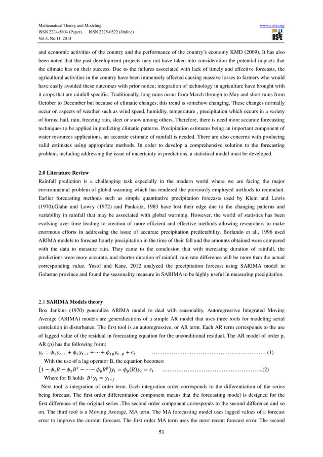 Forecasting precipitation using sarima model | PDF | Weather | Science