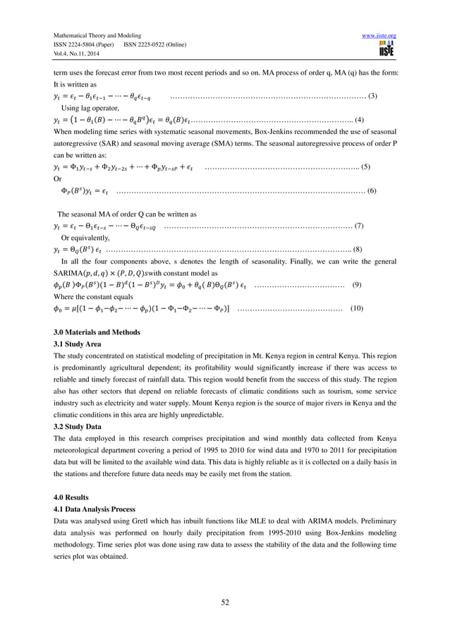 Forecasting Precipitation Using Sarima Model Pdf Weather Science
