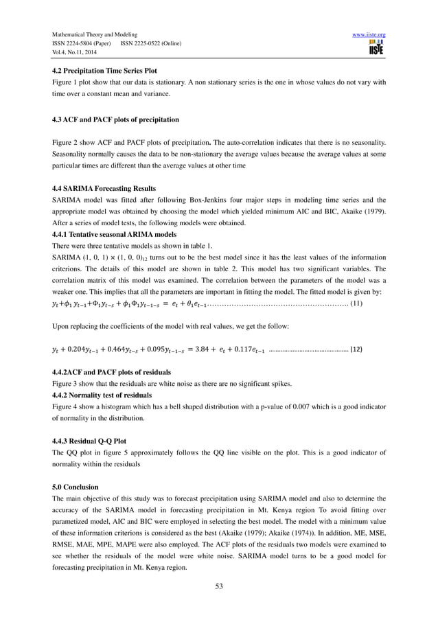 Forecasting Precipitation Using Sarima Model Pdf Weather Science