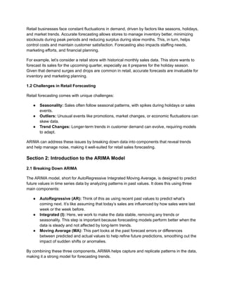 Forecasting Retail Sales with ARIMA_ A Case Study in Time Series Analysis | PDF | Business ...
