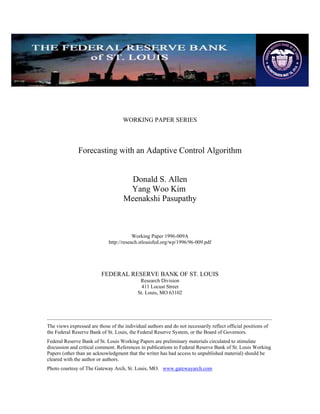 Forecasting With An Adaptive Control Algorithm | PDF | Business | Business and Finance