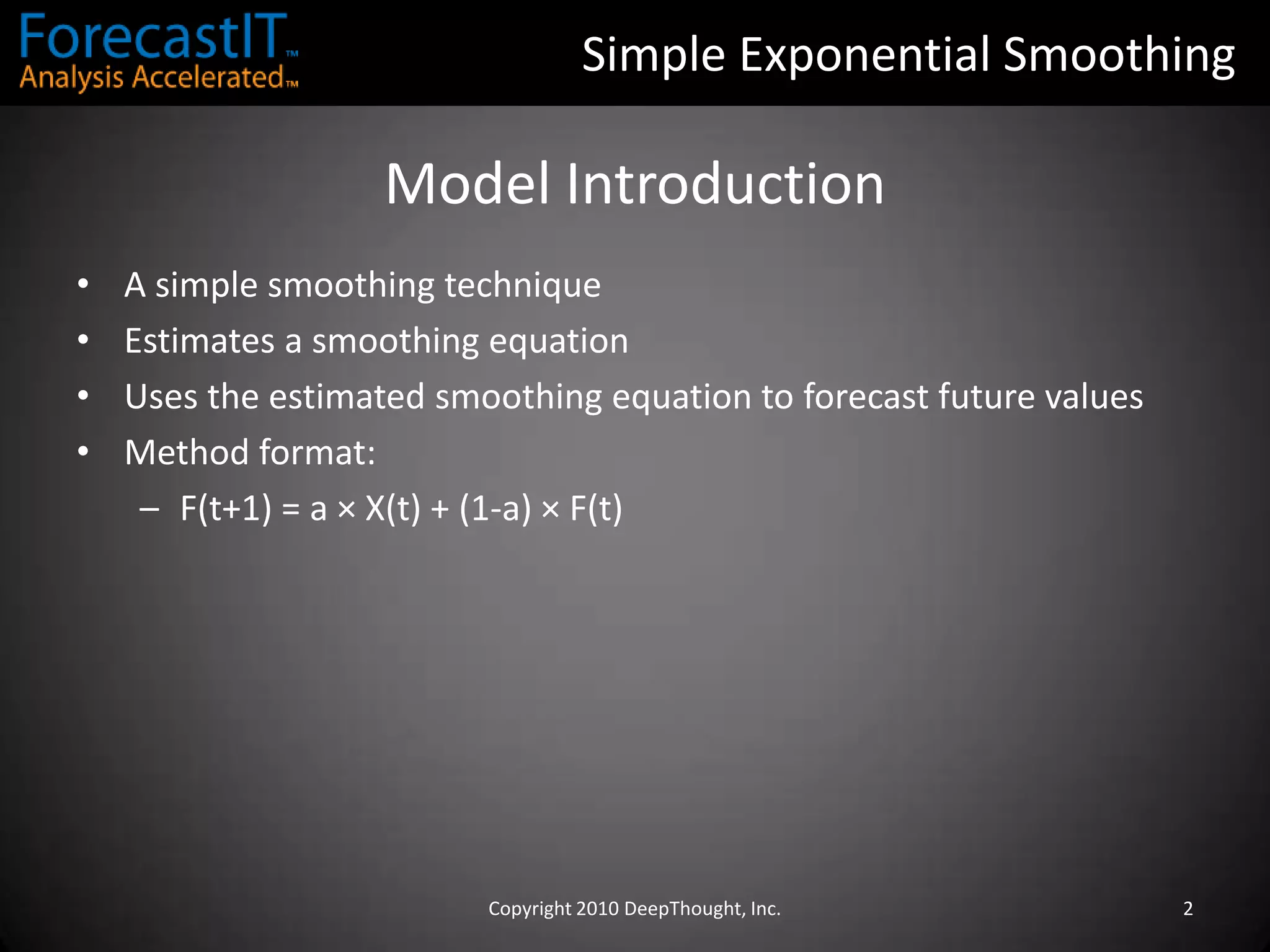 ForecastIT 3. Simple Exponential Smoothing | PPTX | Home Financing ...
