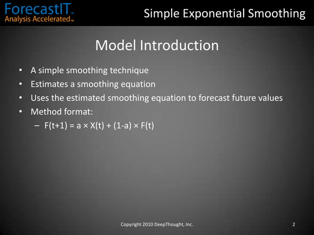 ForecastIT 3. Simple Exponential Smoothing | PPTX | Home Financing | Personal Debt