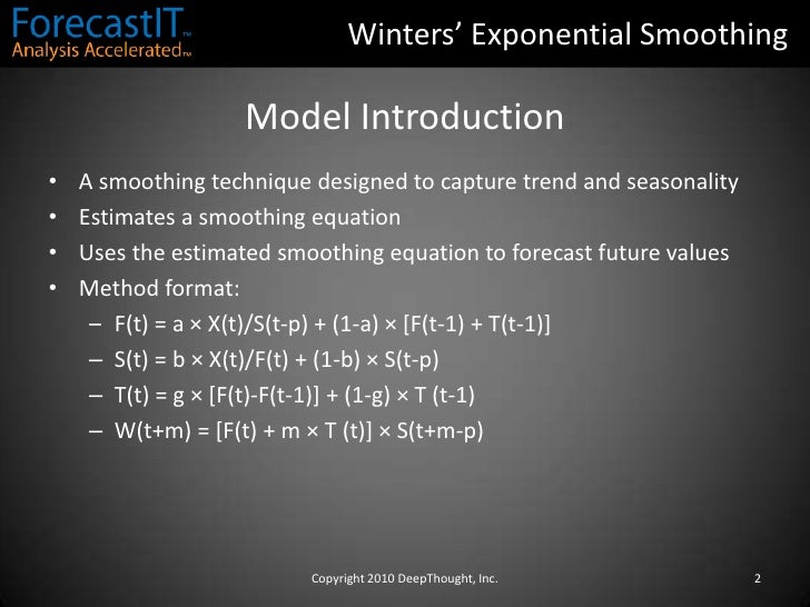 Forecastit 5 Winters Exponential Smoothing
