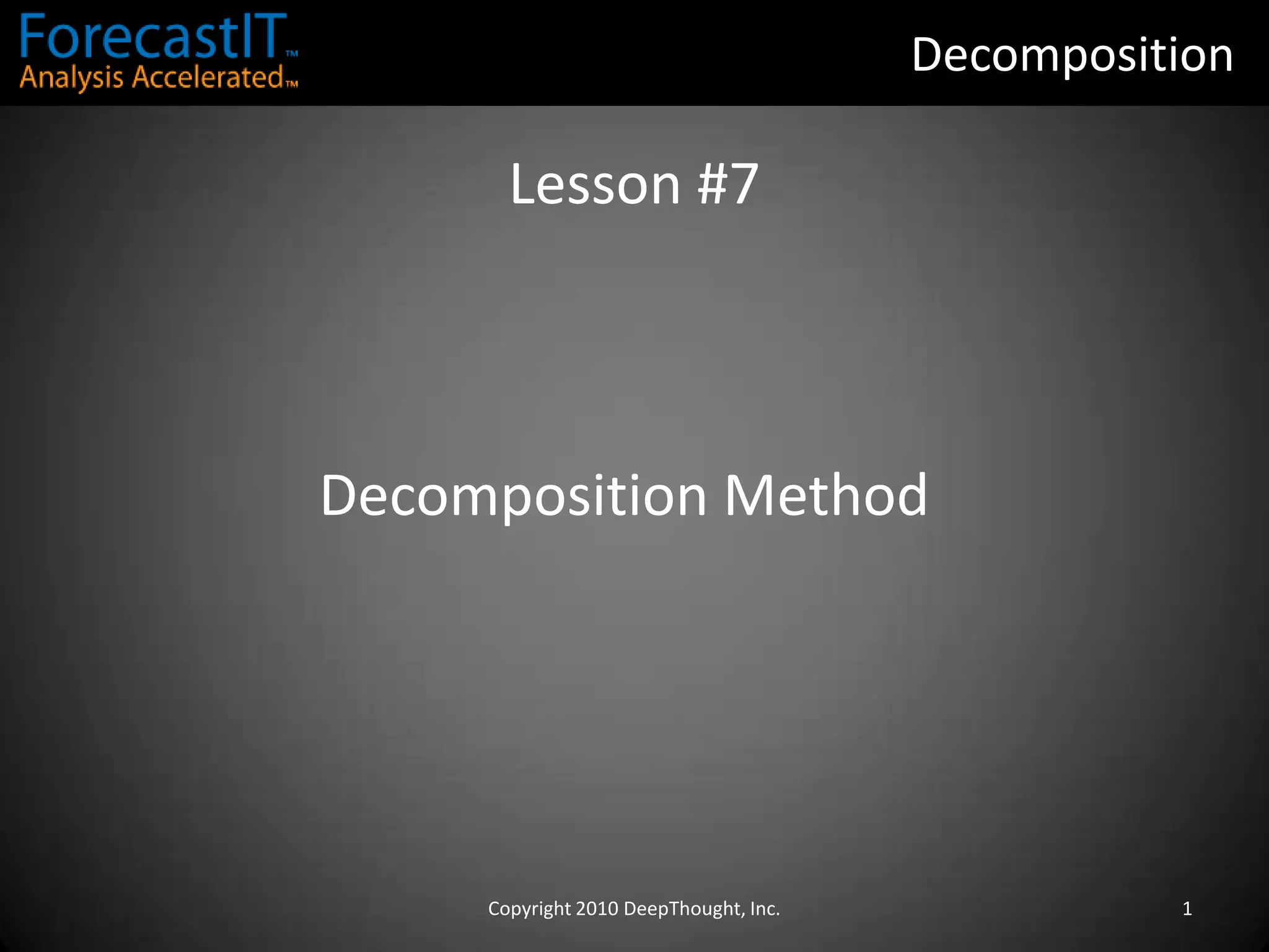 ForecastIT 7. Decomposition | PPTX