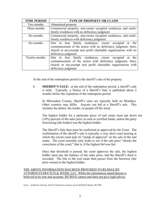 Foreclosure Timeline In Wisconsin | PDF | Home Financing | Personal Debt