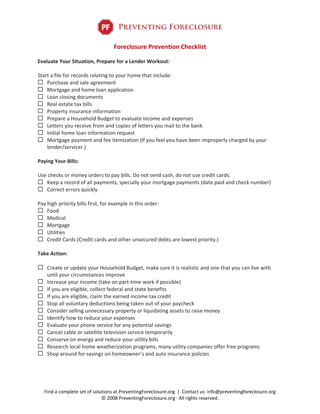 Foreclosure prevention checklist | PDF