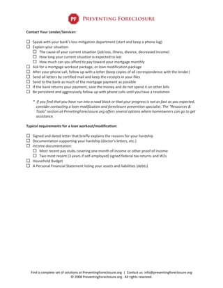 Foreclosure prevention checklist | PDF