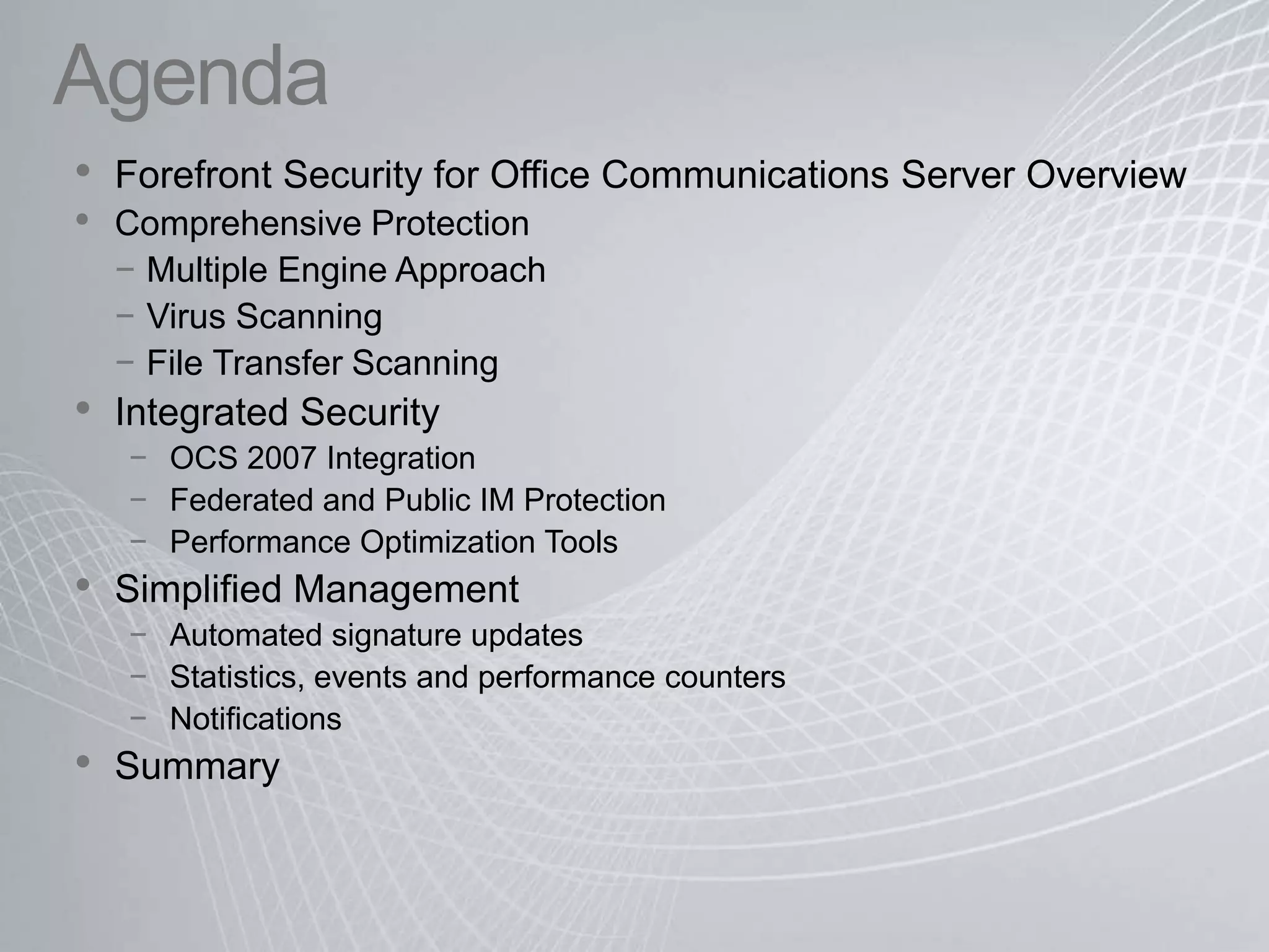 Microsoft Forefront - Security for Office Communications Server ...