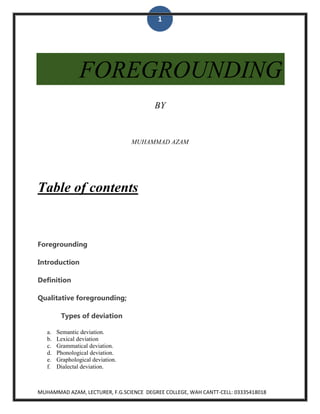 Foregrounding By Muhammad Azam | PDF