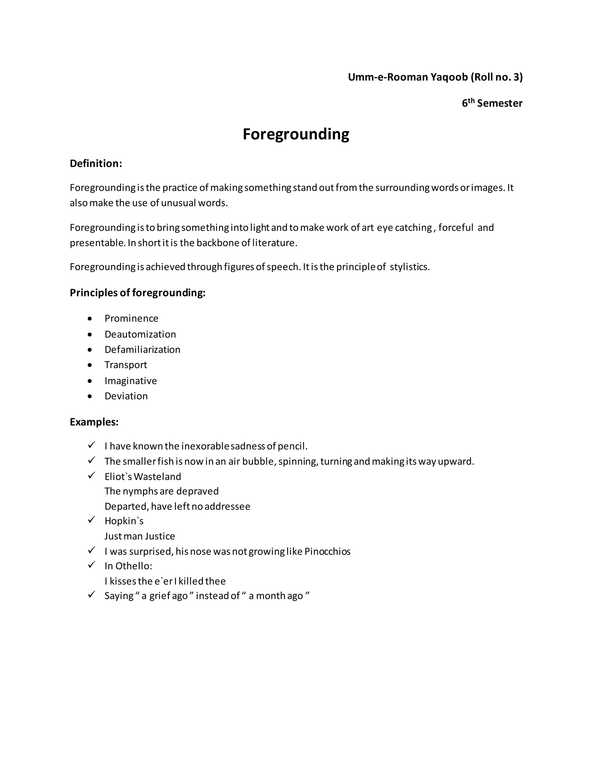 Foregrounding | DOCX