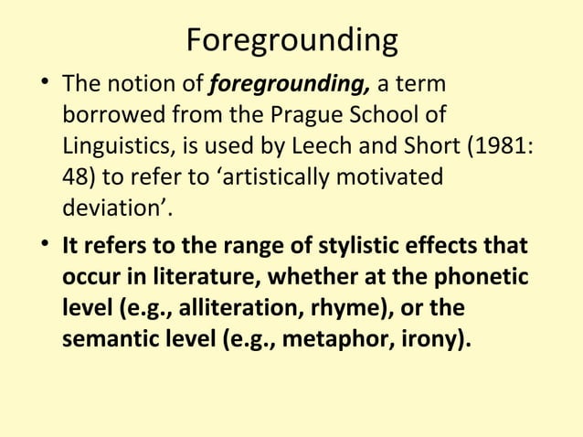 Foregrounding | PPT | Poetry | Books and Literature
