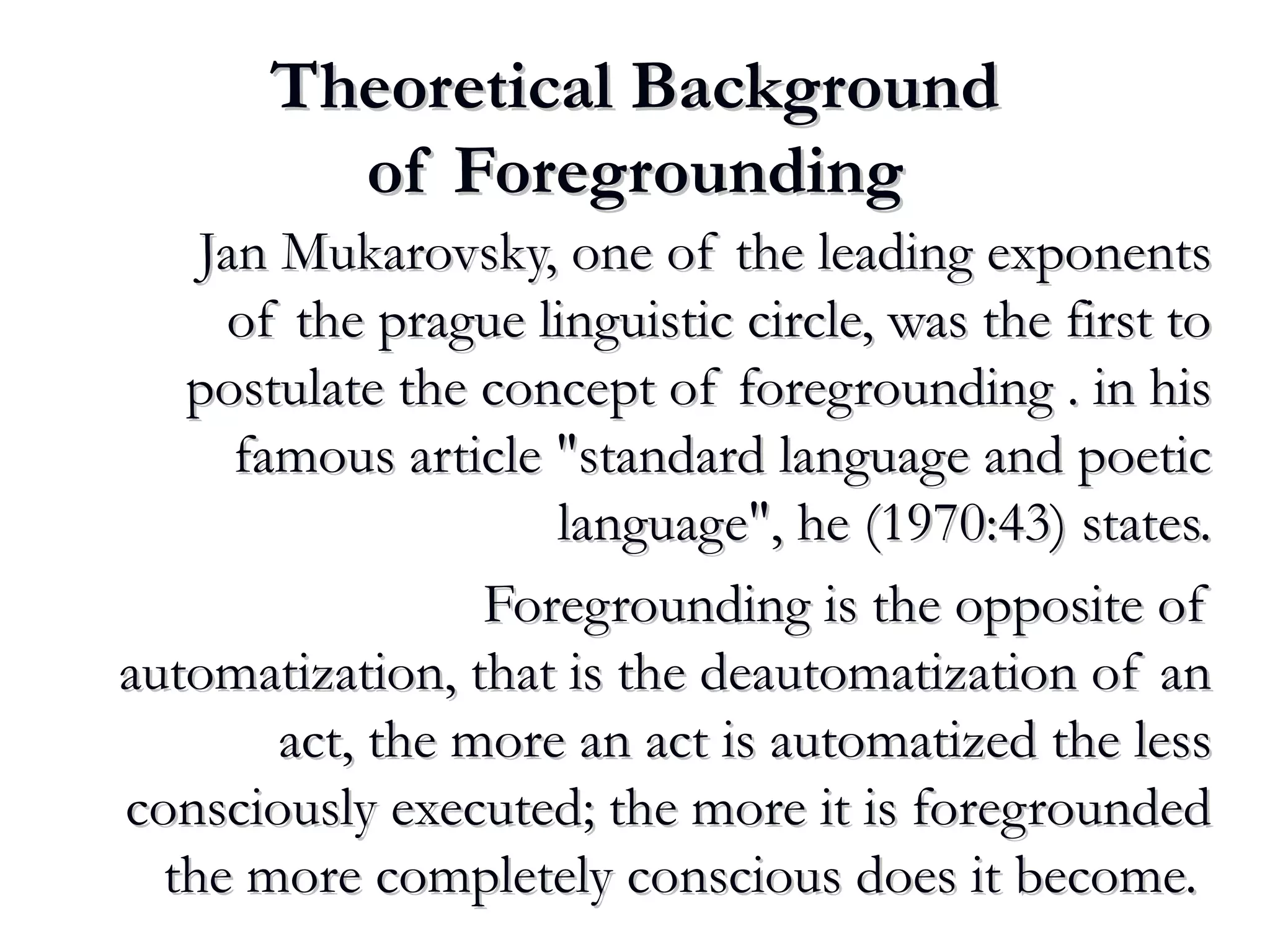 Foregrounding2 | PPT