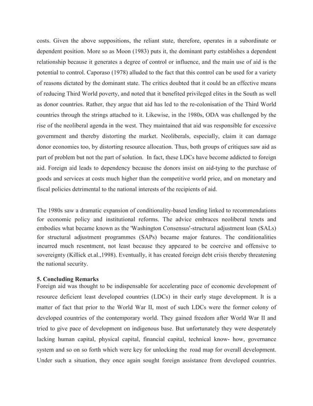 Foreign aid dependency in third world countries its pros and cons | PDF