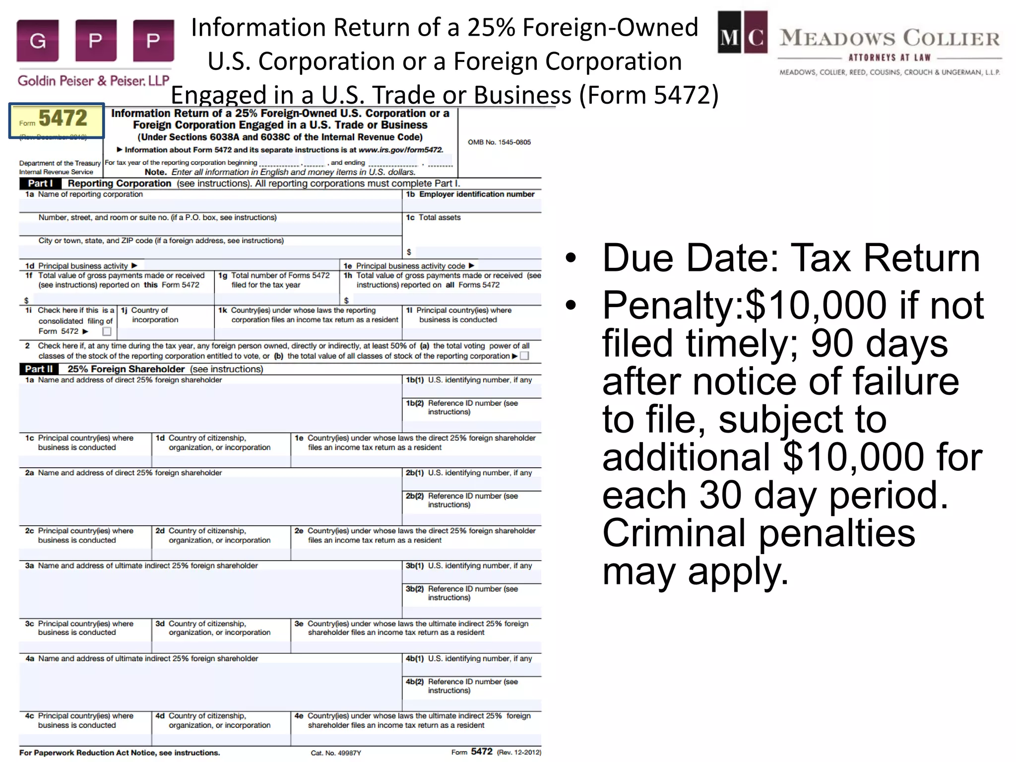 Reporting Requirements for US Citizens with Foreign Assets | PPT