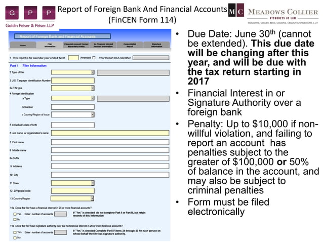 Reporting Requirements for US Citizens with Foreign Assets | PPT