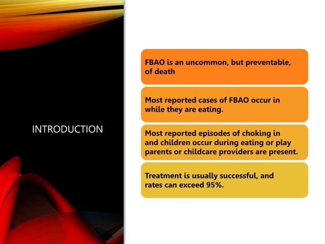 FOREIGN BODY AIRWAY OBSTRUCTION (CHOKING) | PPTX | First Aid | Injuries