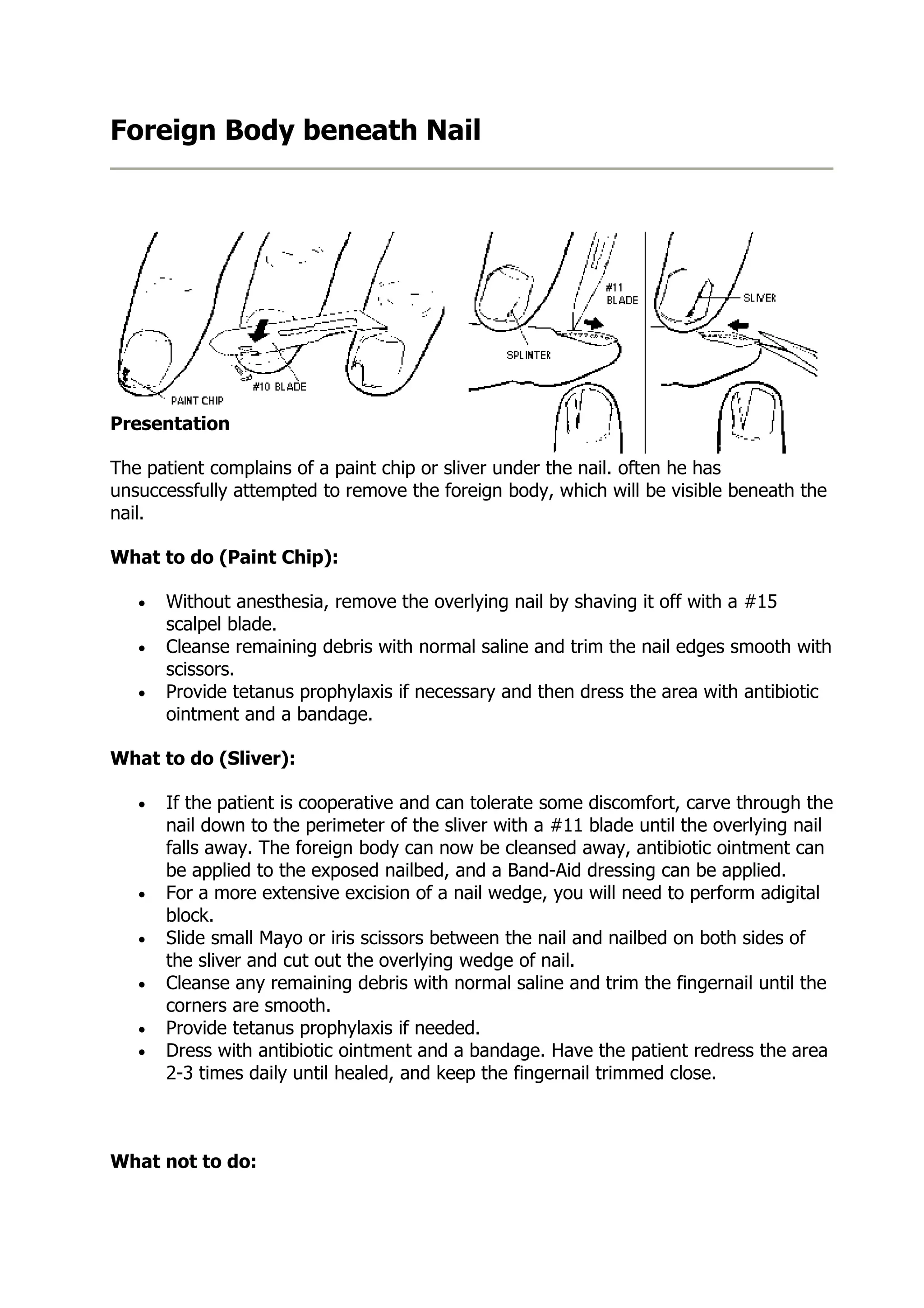 Foreign Body Beneath Nail | DOC