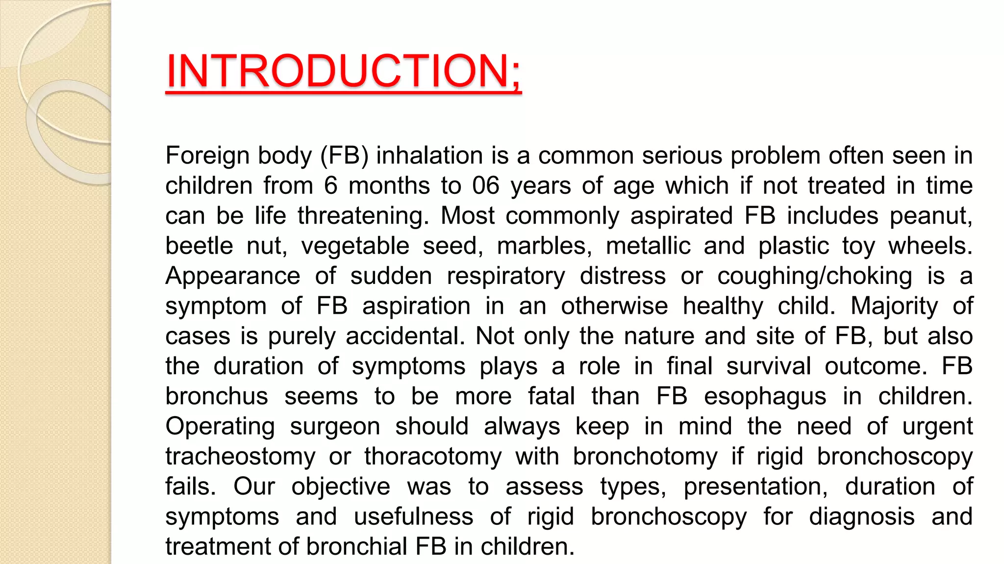 Foreign body bronchus in children | PPTX