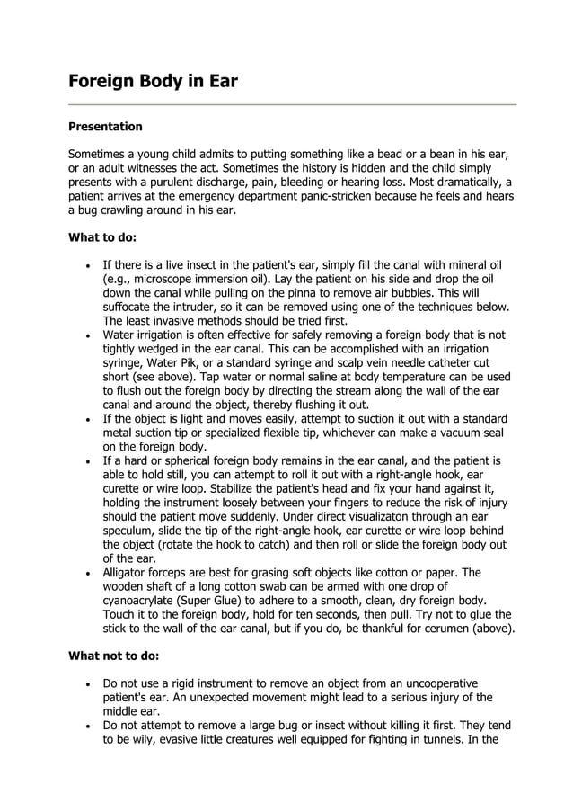 Foreign Body In Ear | DOC