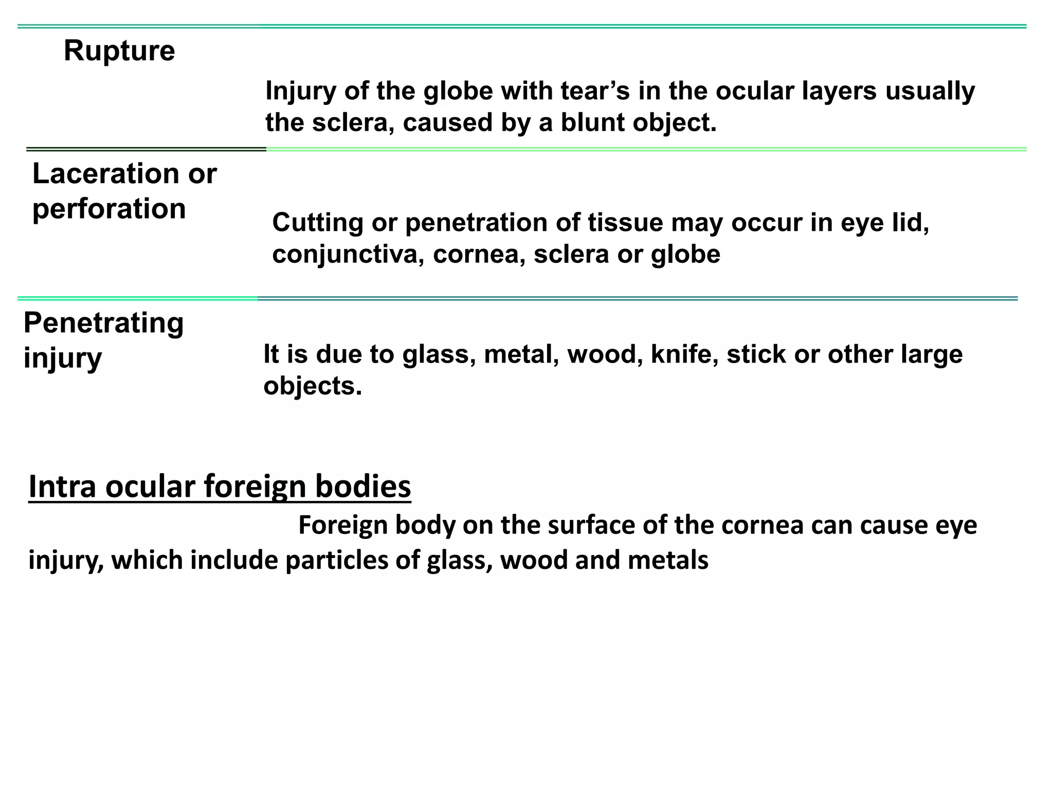Foreign body & trauma to the eye | PPTX