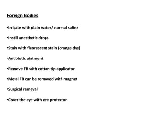 Foreign body & trauma to the eye | PPTX