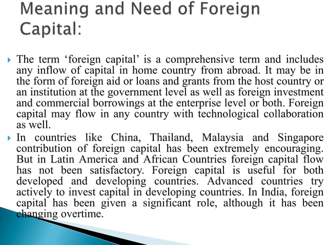 Foreign capital & investment | PPT