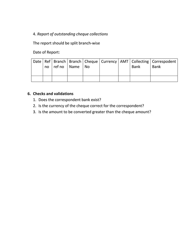 Foreign cheque collection system | DOCX | Business Banking & Finance ...