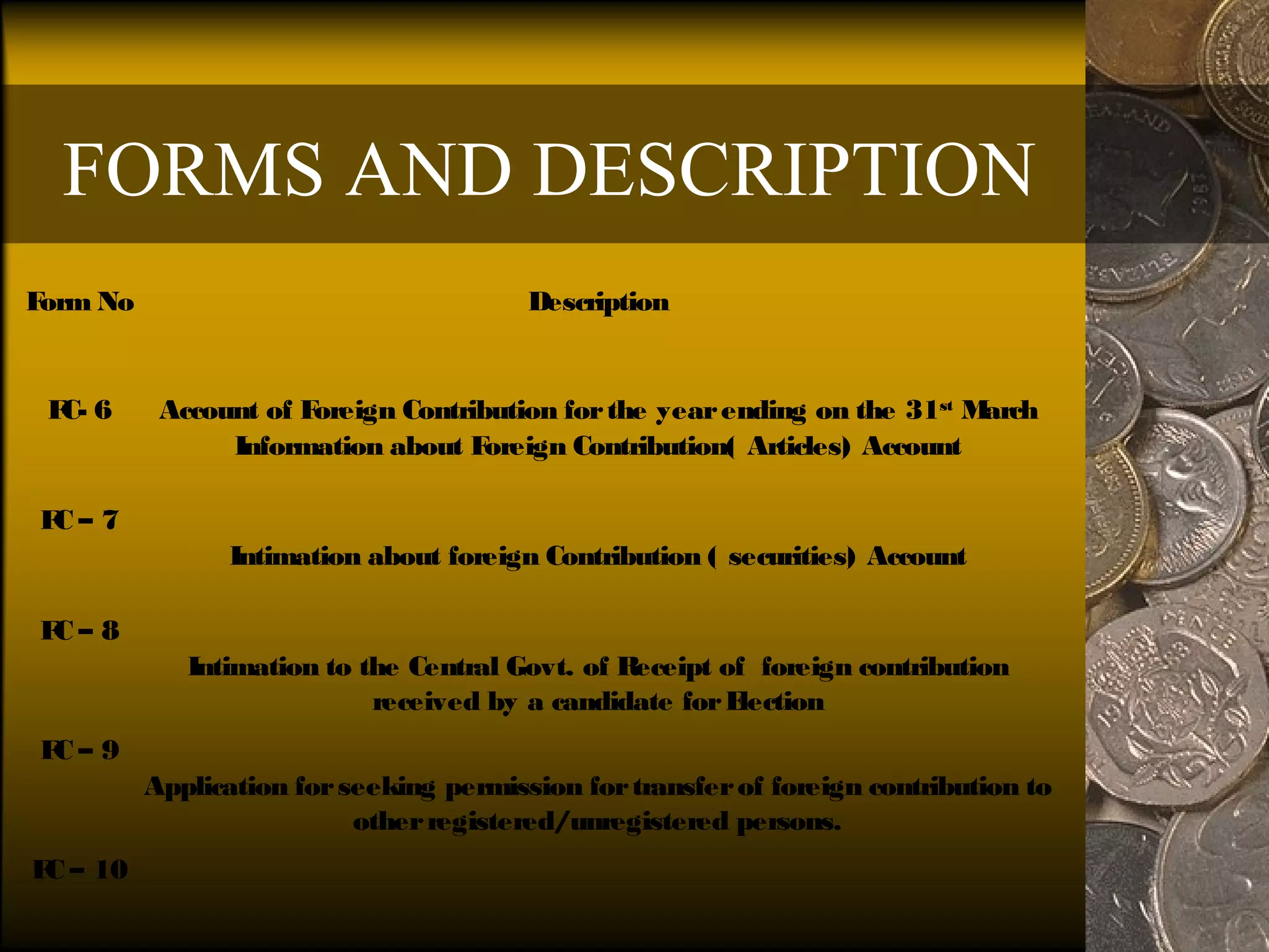 Foreign contribution regulation act | PPT