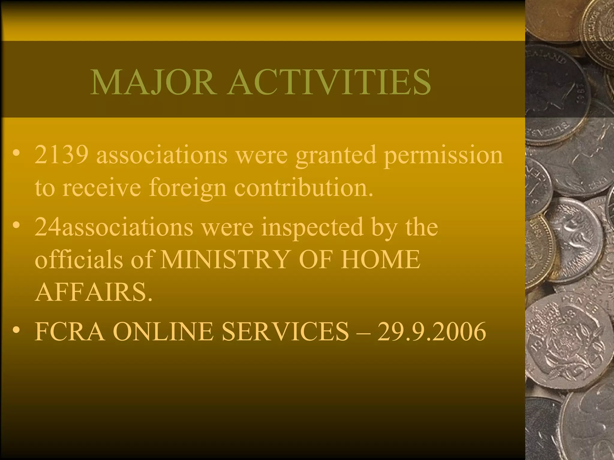 Foreign contribution regulation act | PPT
