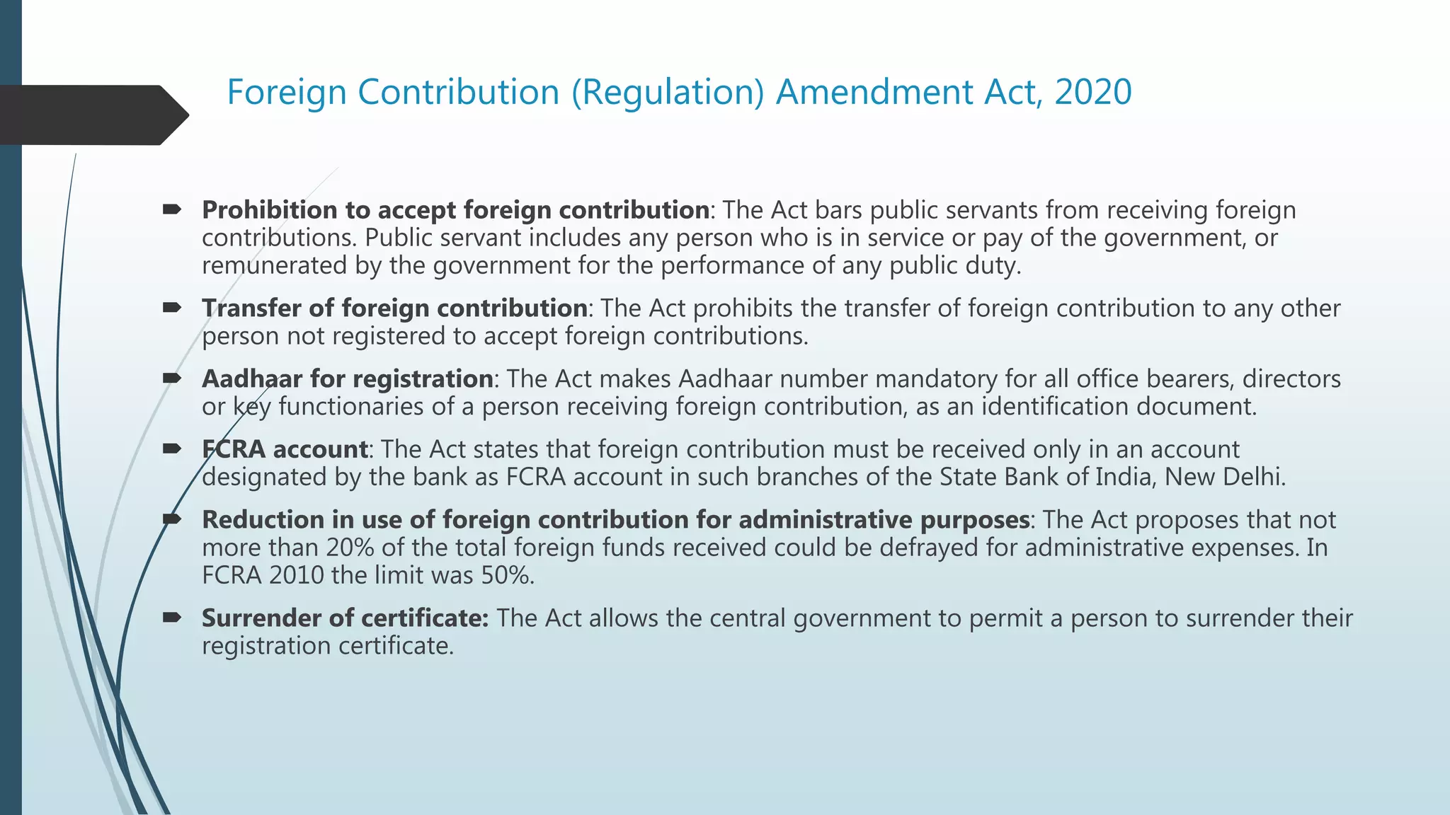 Foreign Contribution Regulation Act (FCRA)1976.pptx