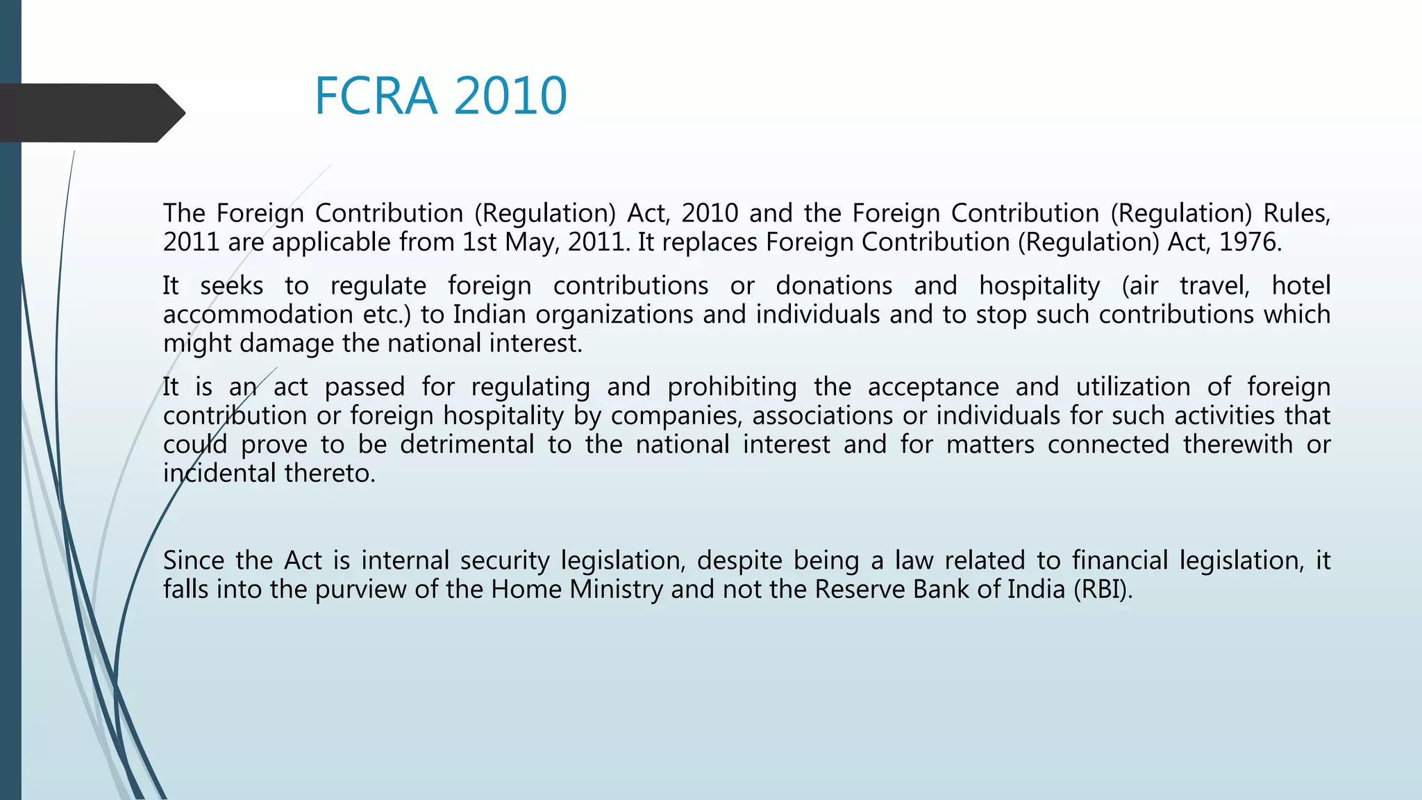 Foreign Contribution Regulation Act (FCRA)1976.pptx
