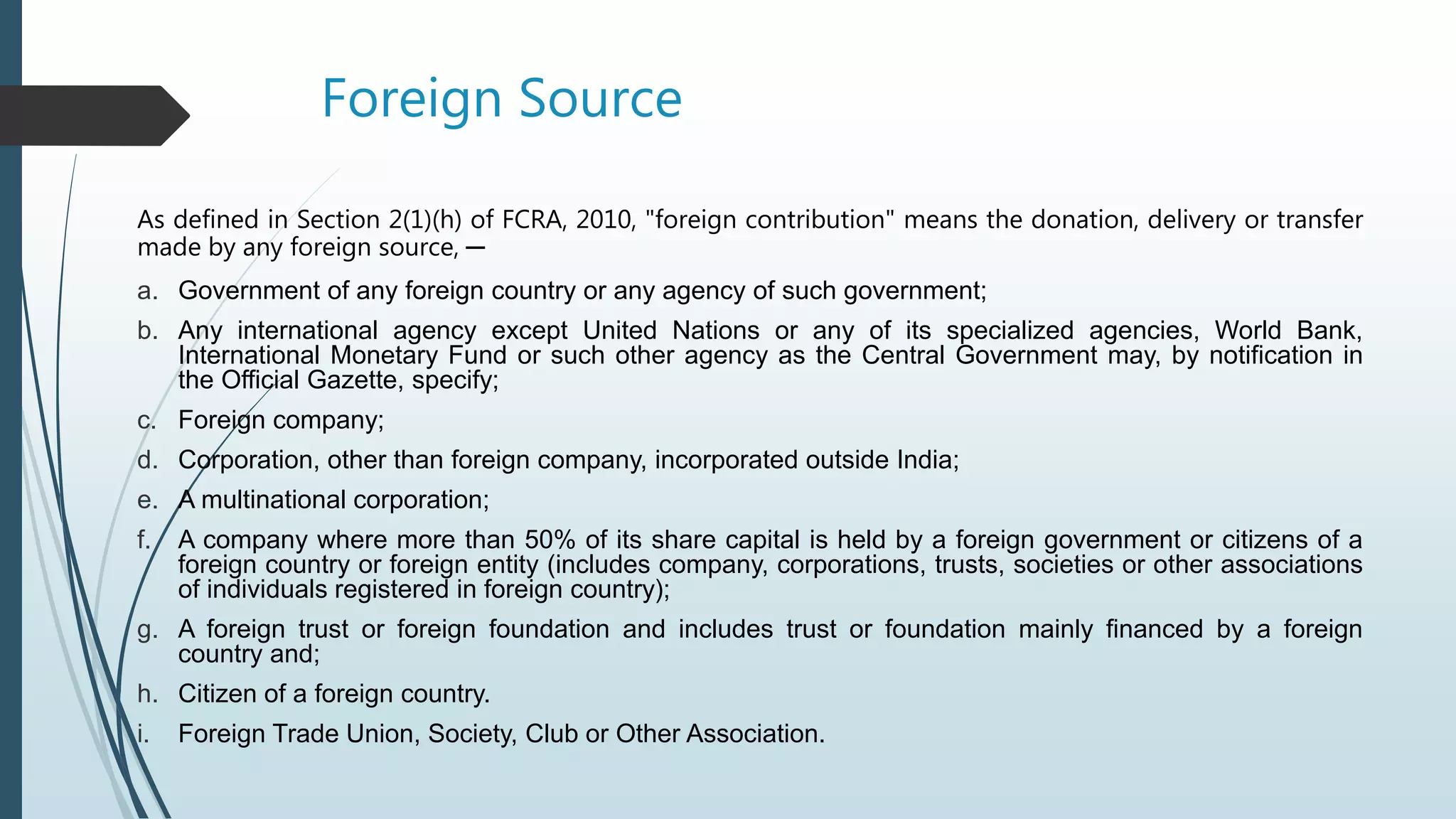 Foreign Contribution Regulation Act (FCRA)1976.pptx
