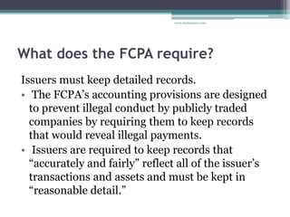 Foreign corrupt practises act(fcpa) | PPTX