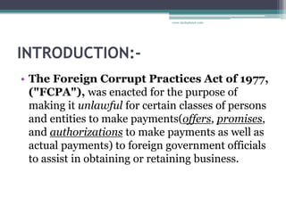 Foreign corrupt practises act(fcpa) | PPT