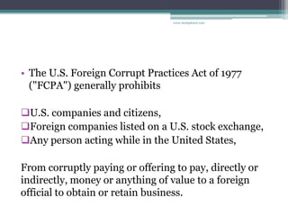 Foreign corrupt practises act(fcpa) | PPT