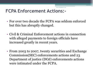 Foreign corrupt practises act(fcpa) | PPT