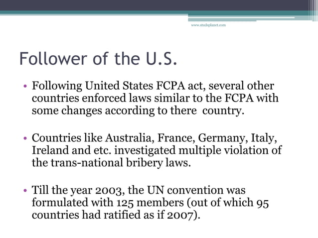 Foreign corrupt practises act(fcpa) | PPT