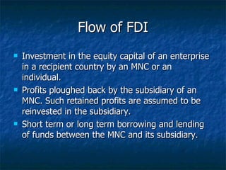 Foreign direct investment | PPT | Business | Business and Finance