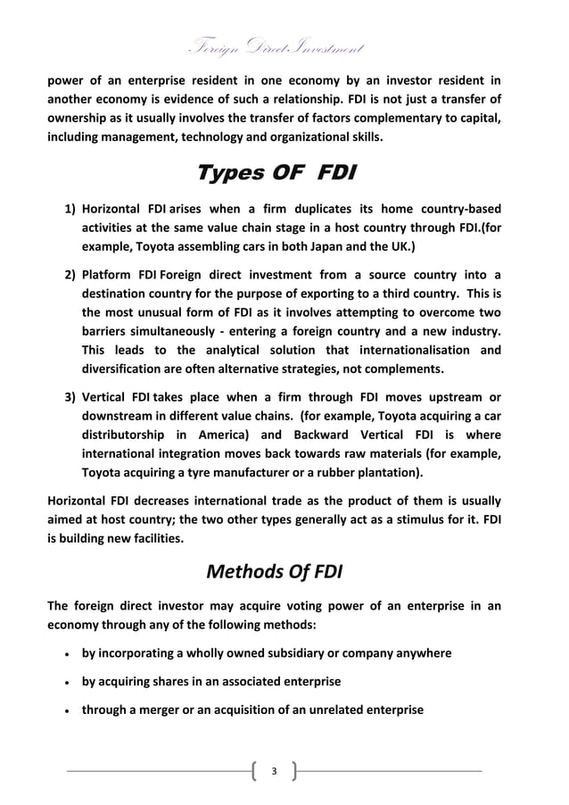 Foreign Direct Investment | PDF
