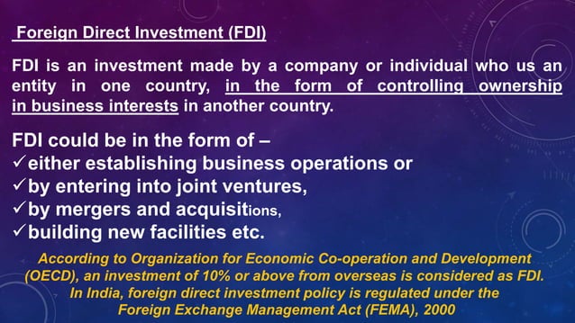 Foreign Direct Investment (FDI) | PPT
