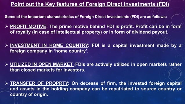Foreign Direct Investment (FDI) | PPT